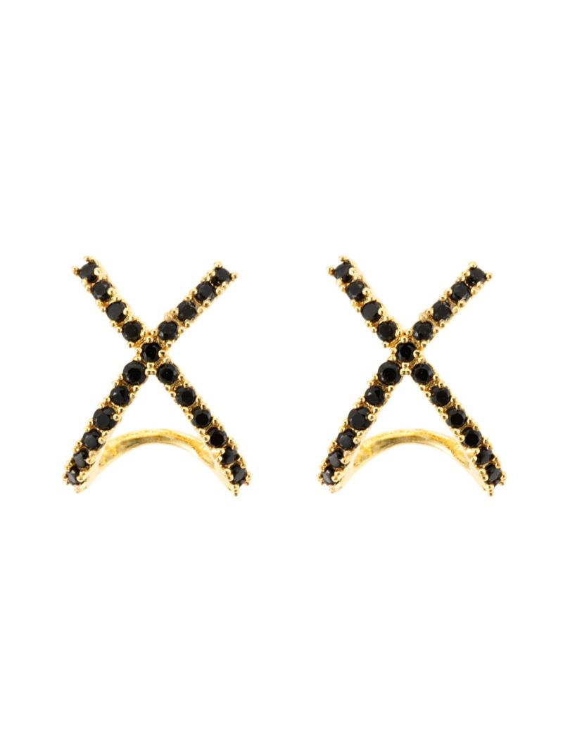 Cross Earring Black/Gold